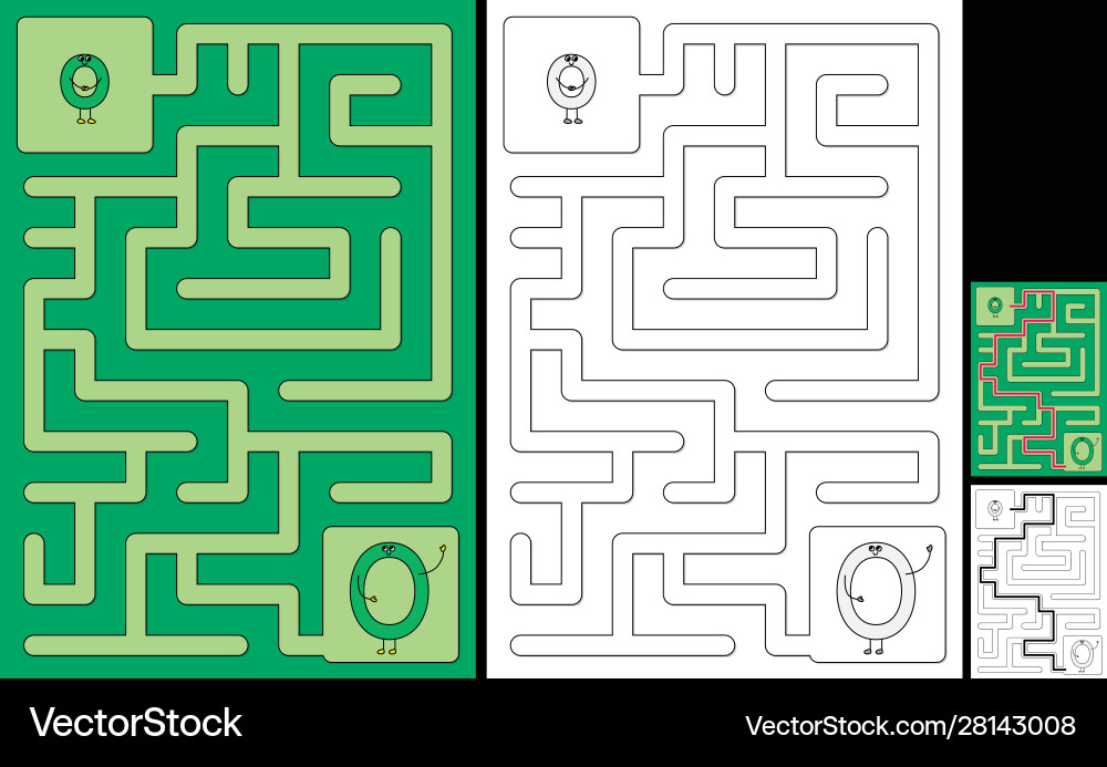 Easy alphabet maze - letter o Royalty Free Vector Image