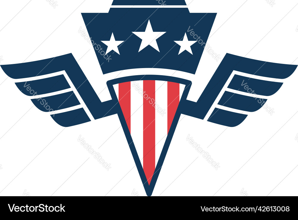 Emblem template with american flag and wings Vector Image