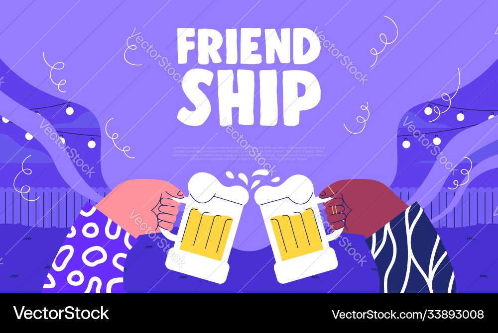 Friendship day beer drink toast web template Vector Image
