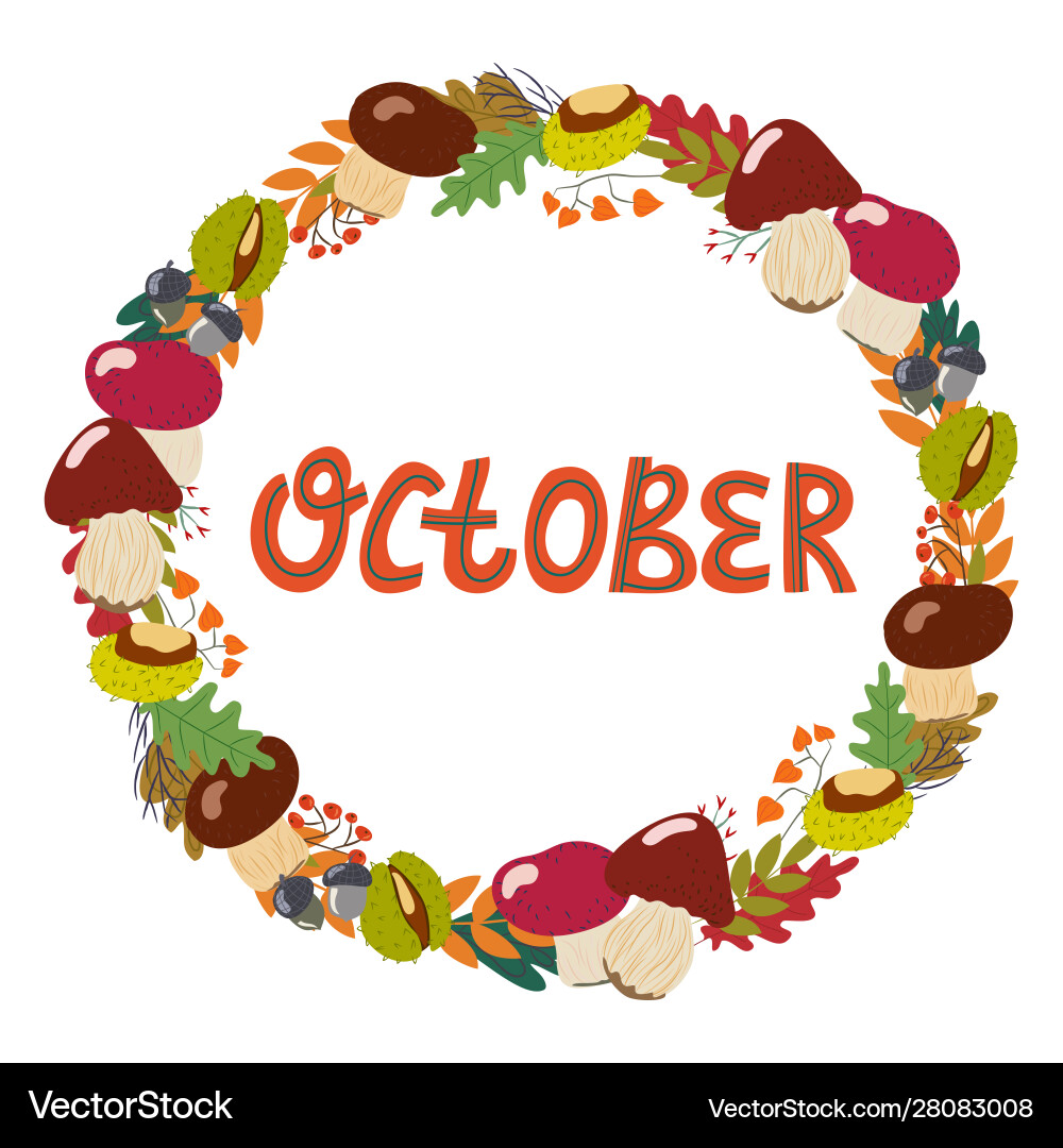 Hand drawing lettering month october in a Vector Image