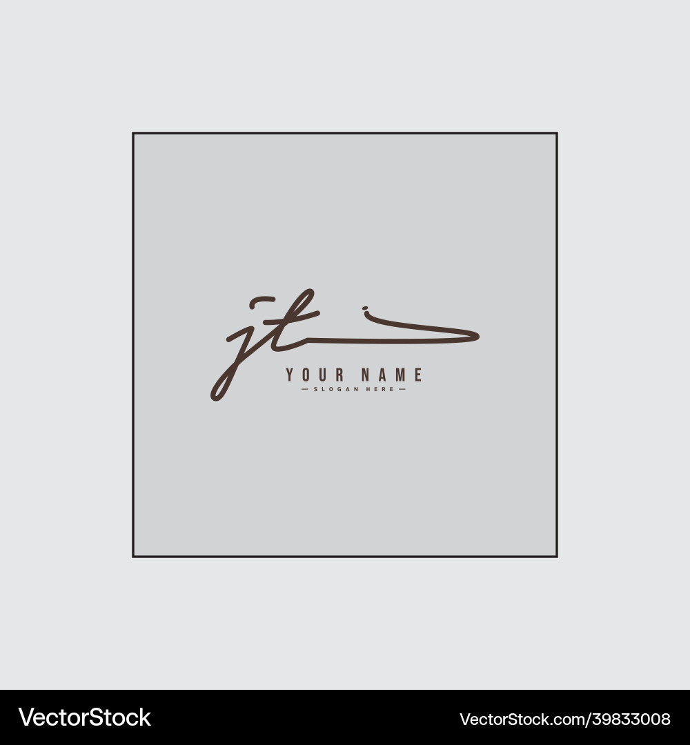Initial letter jt logo handwritten signature Vector Image