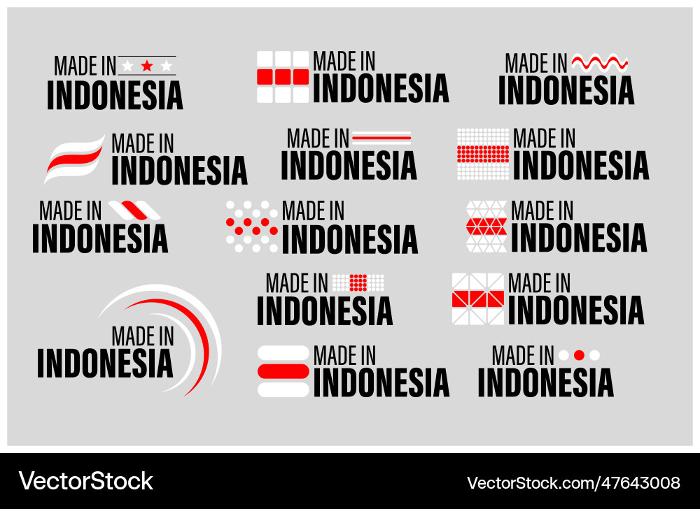 Made in indonesia graphic and label set Royalty Free Vector