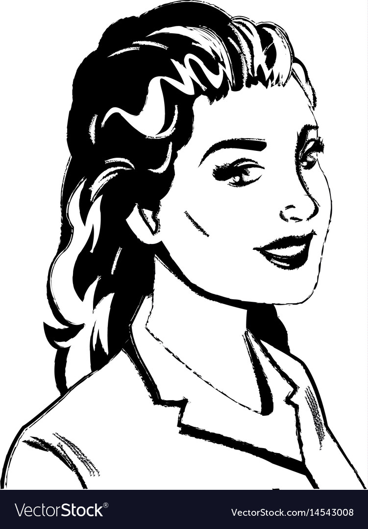 Portrait woman pop art sketch Royalty Free Vector Image Portrait woman pop art sketch Royalty Free Vector Image