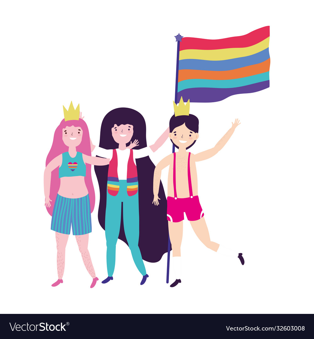 Pride parade lgbt community happy man and women Vector Image