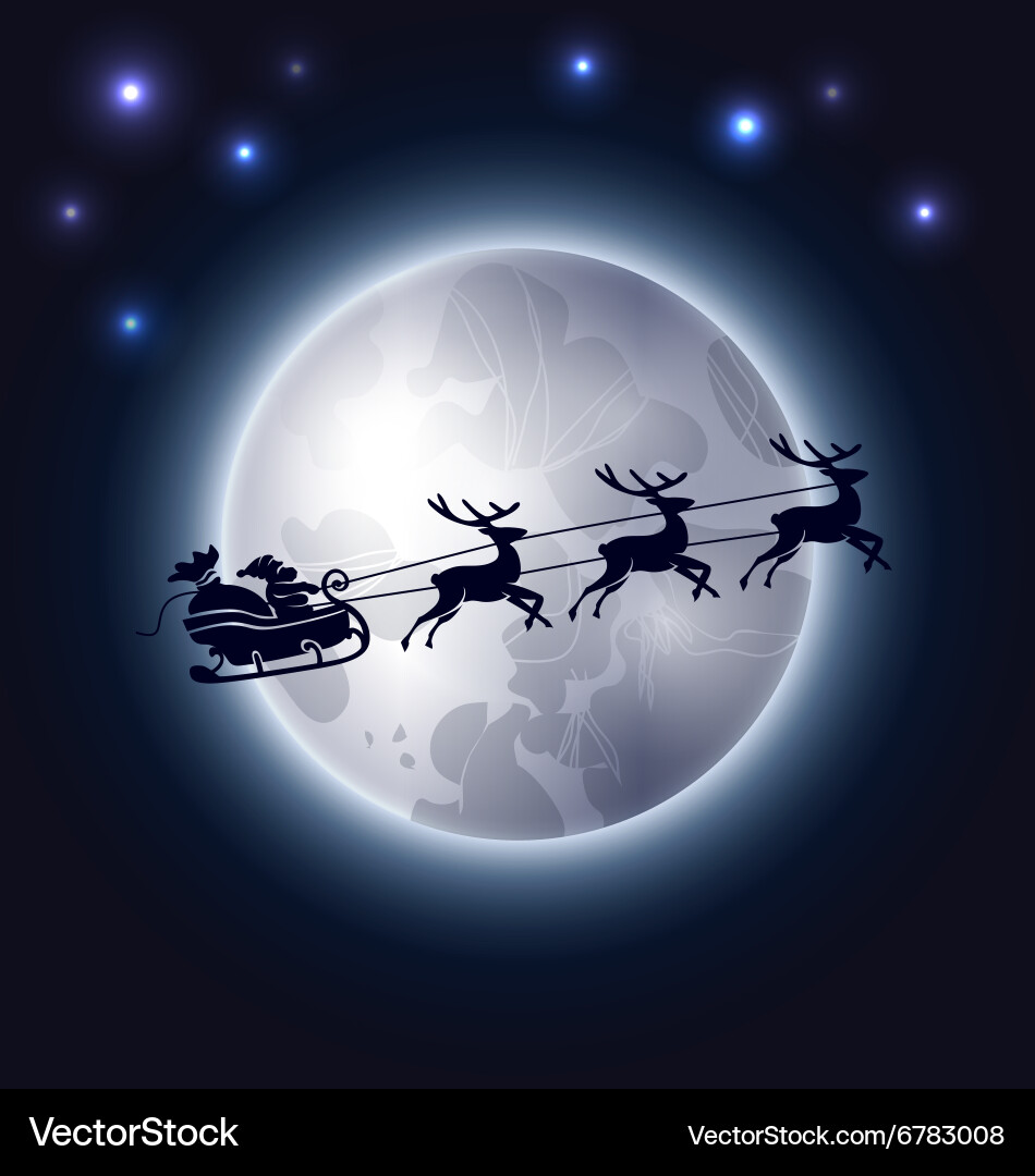 Santa claus and the moon Royalty Free Vector Image