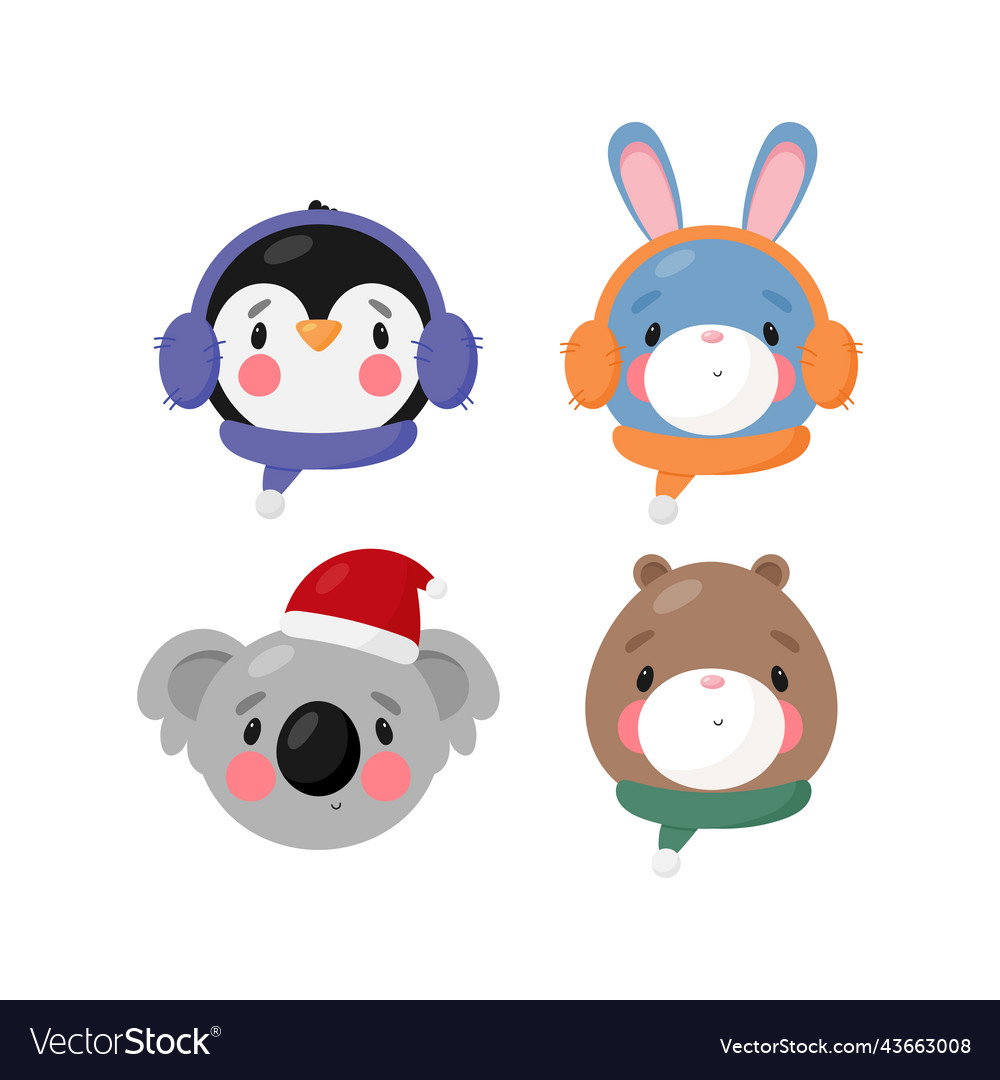 Set with winter animals Royalty Free Vector Image