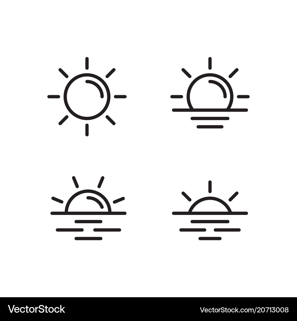 Sun icons collection line st Royalty Free Vector Image