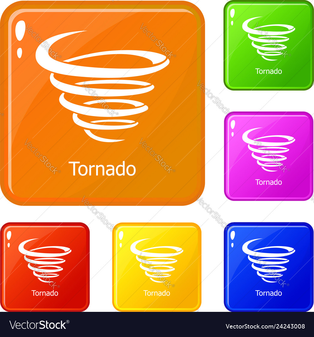 Tornado icons set color Royalty Free Vector Image