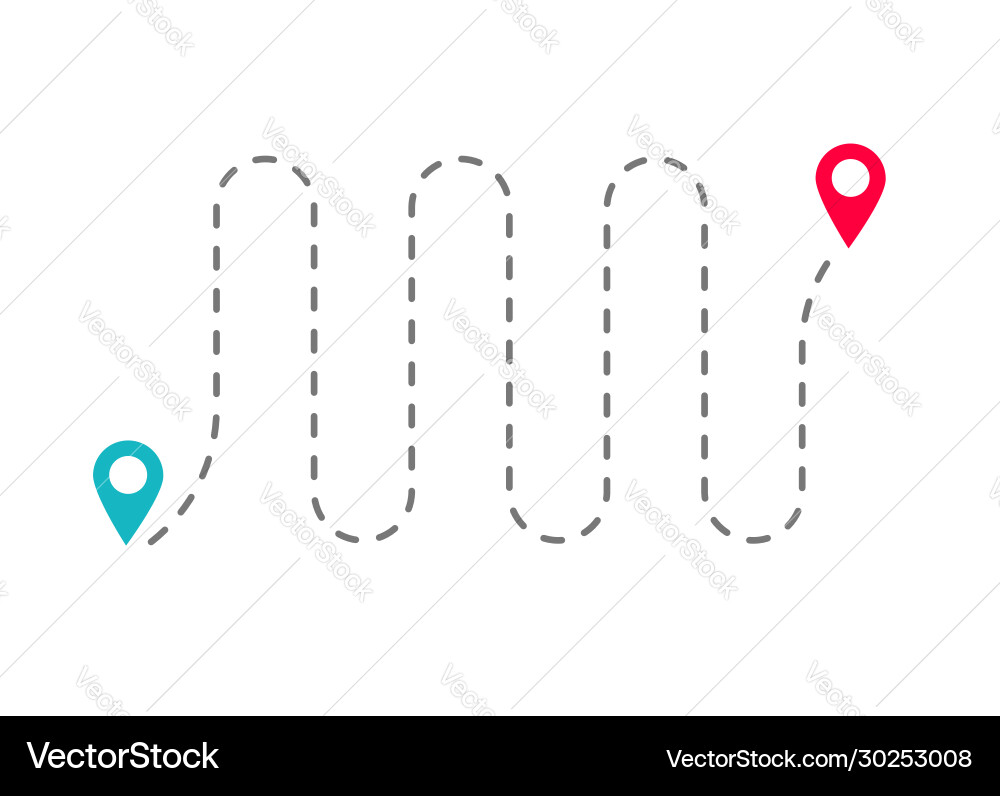 Travel direction route location position with pin Vector Image