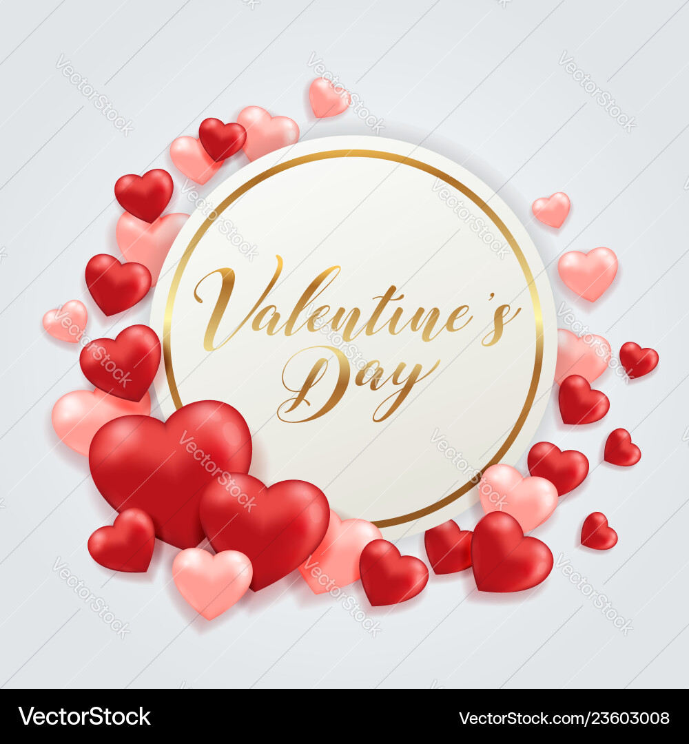 Valentines day card with red hearts Royalty Free Vector