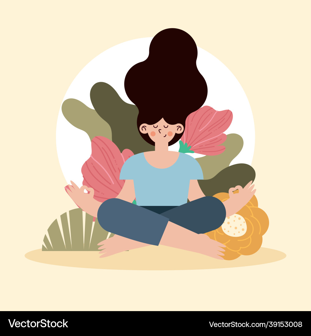 Young woman sitting meditating Royalty Free Vector Image