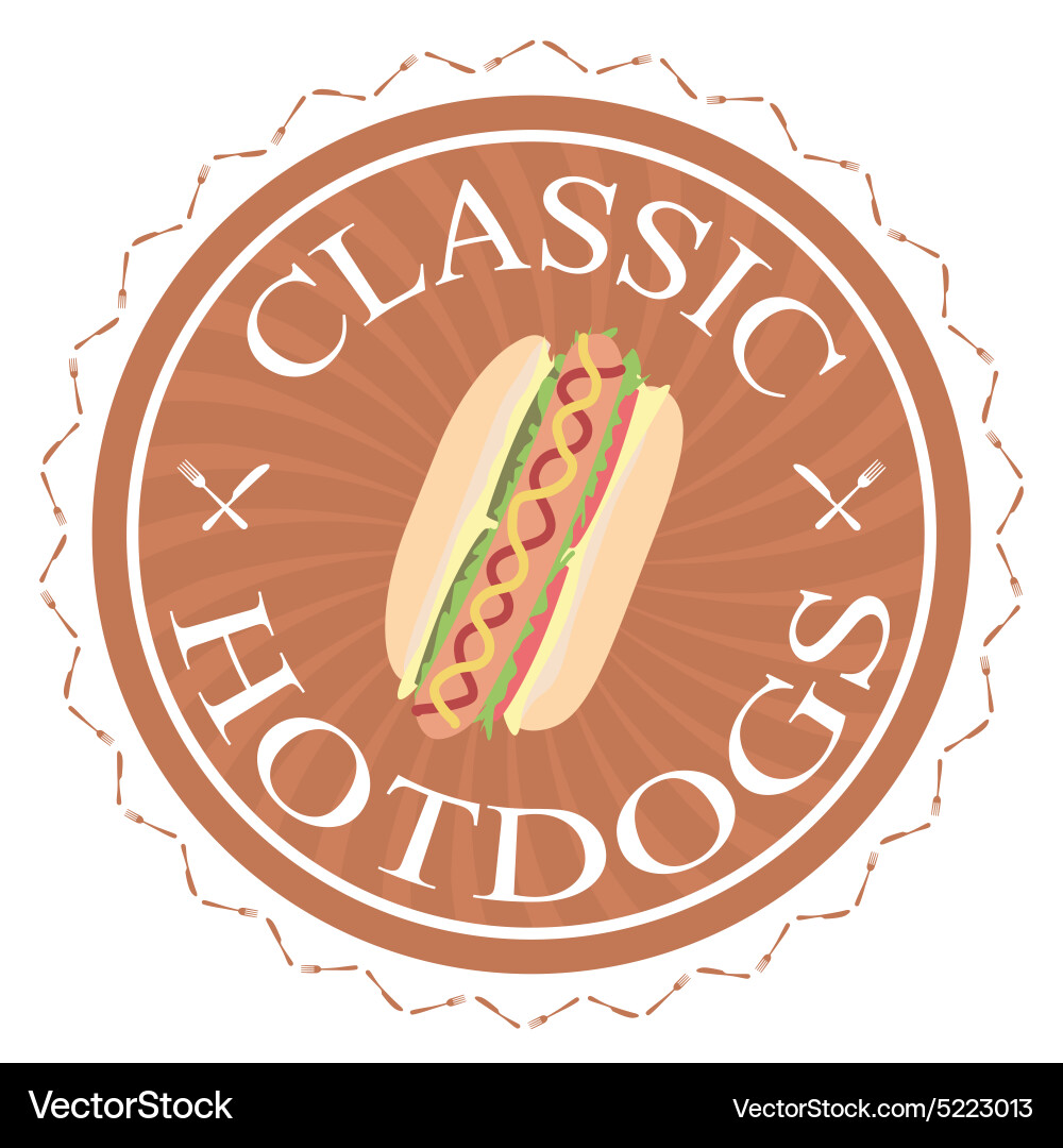 Classic hotdogs sandwich label stamp design Vector Image