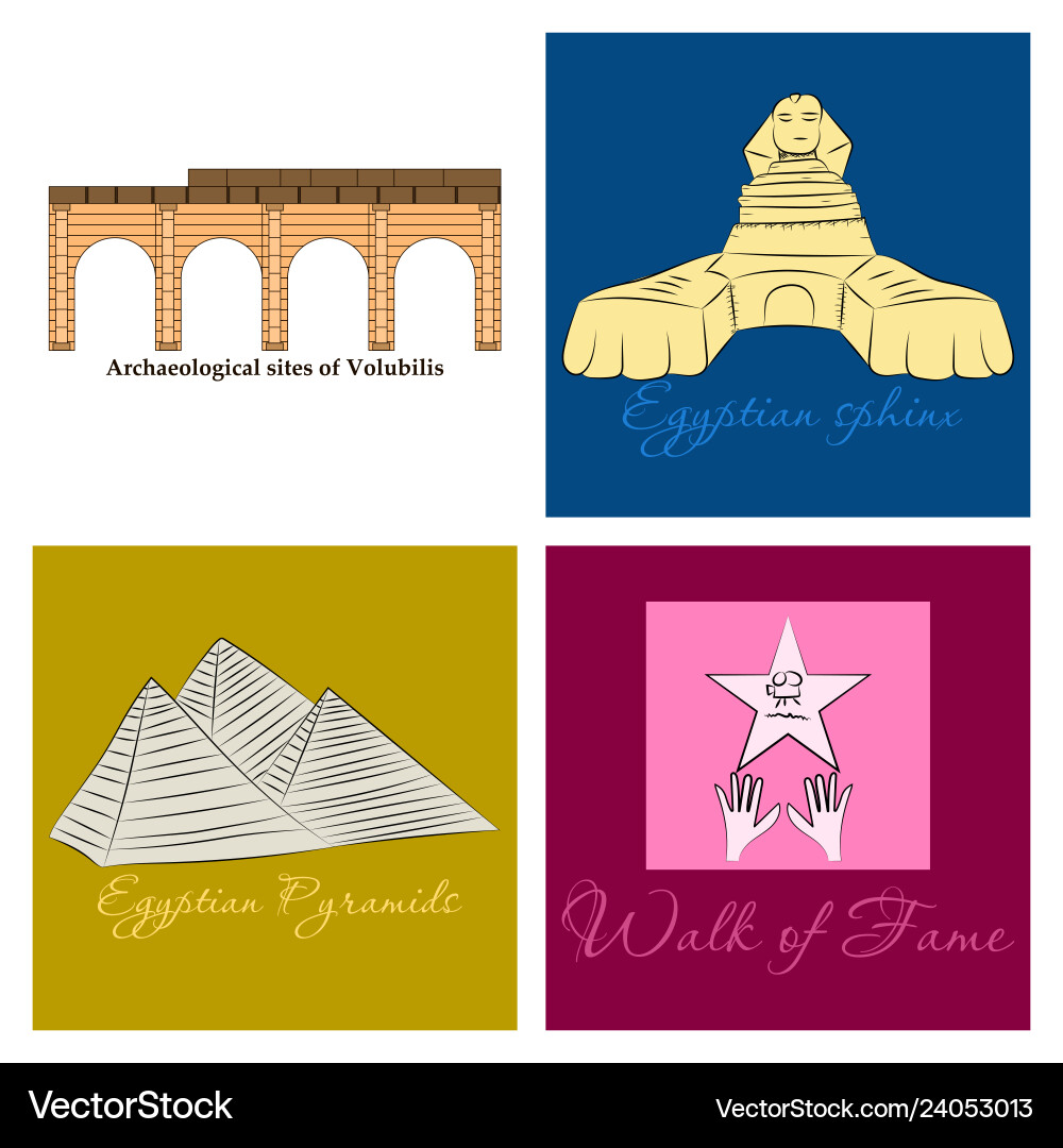 Famous place and monument around world Royalty Free Vector