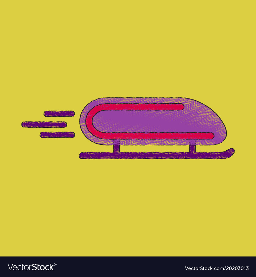 Flat shading style icon bobsled Royalty Free Vector Image