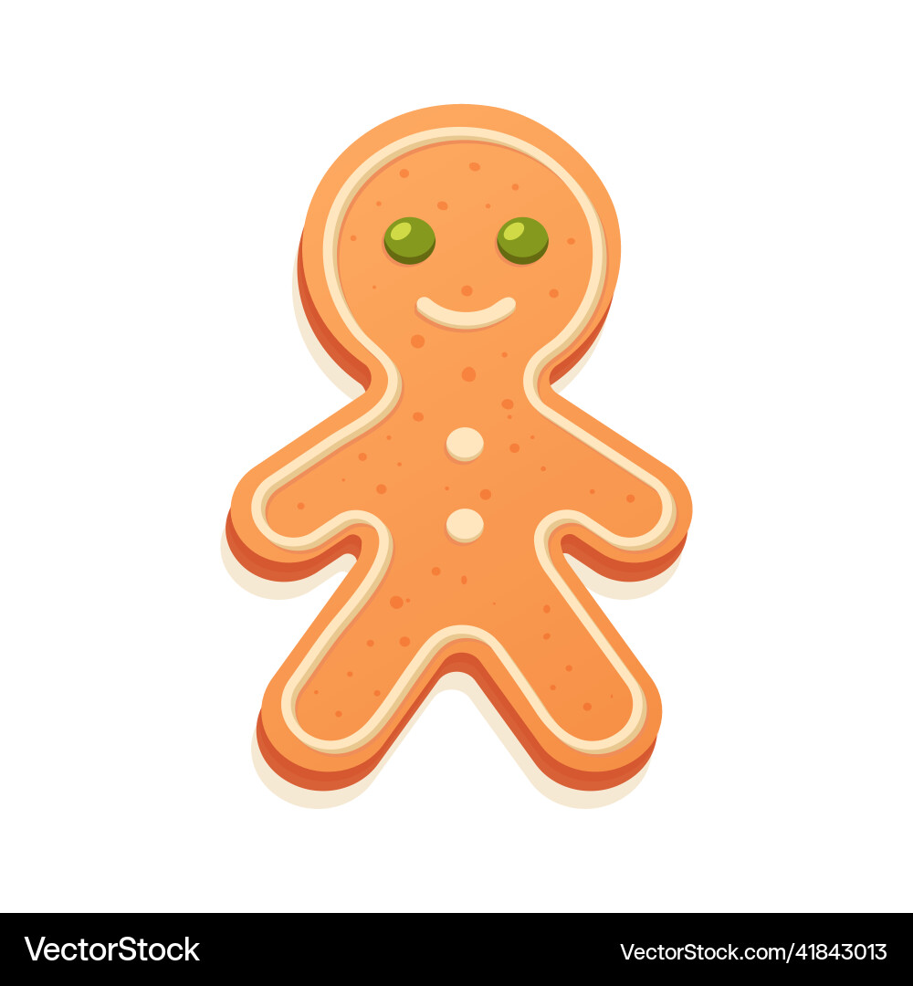 Holiday gingerbread man cookie in shape Royalty Free Vector