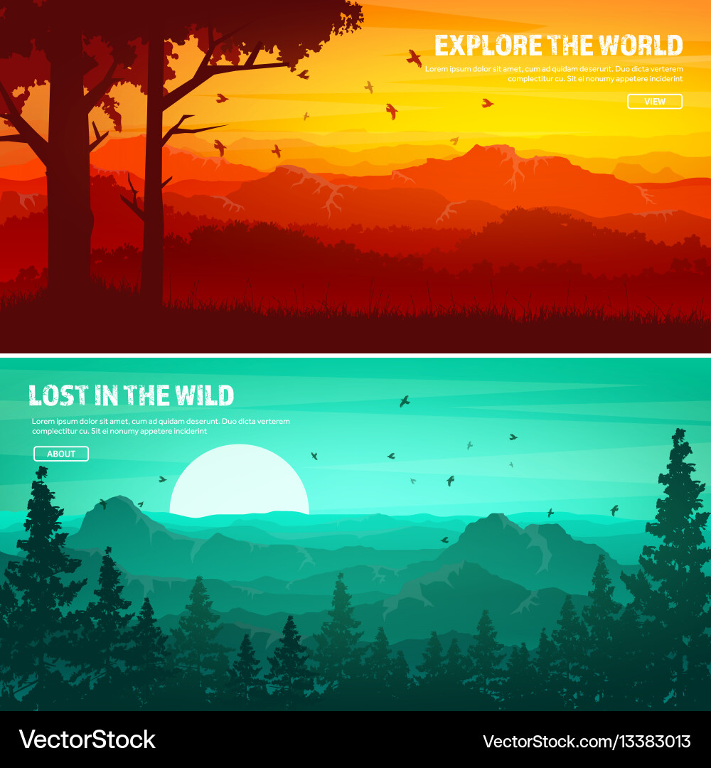 Mountains and forest wild nature landscape Vector Image