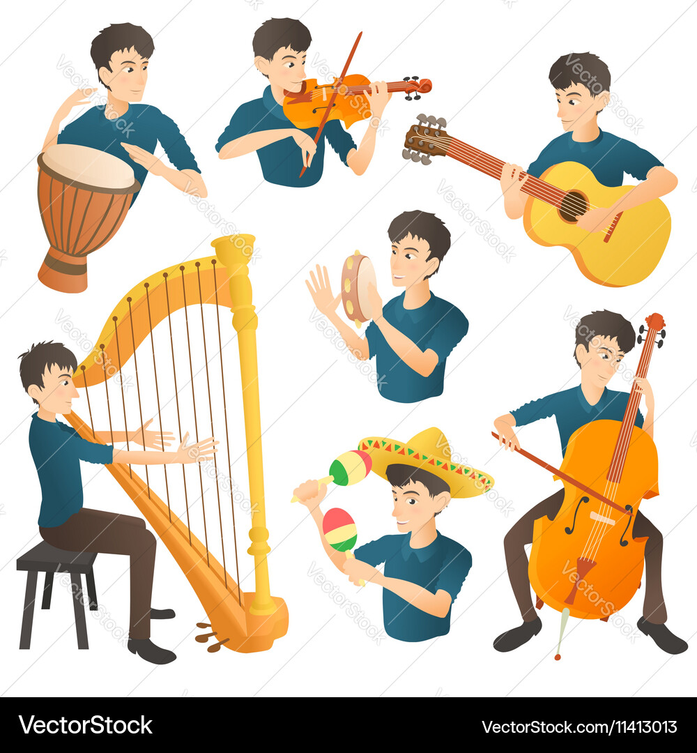 Musician concept set cartoon style Royalty Free Vector Image
