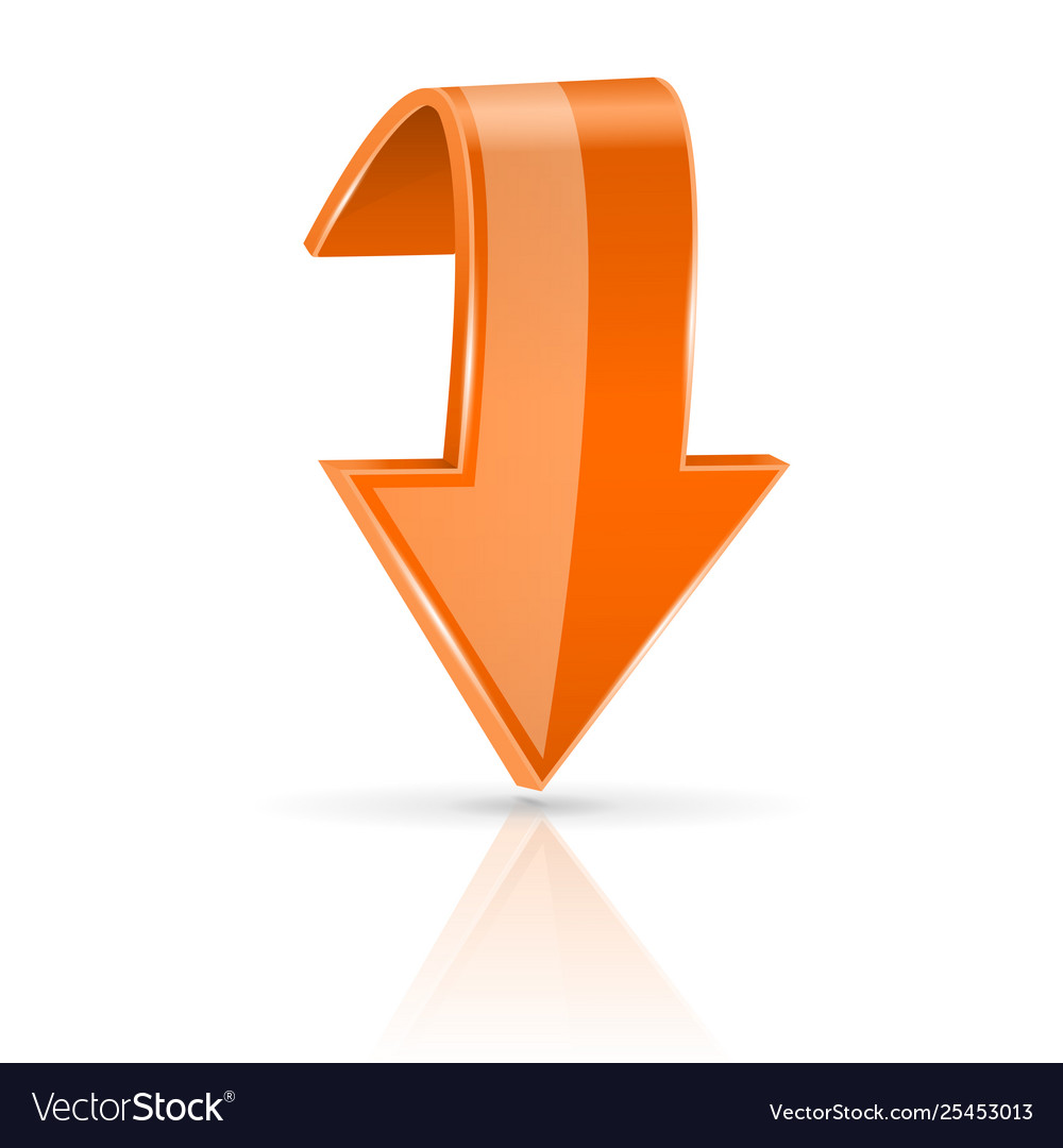 Orange down 3d button Royalty Free Vector Image