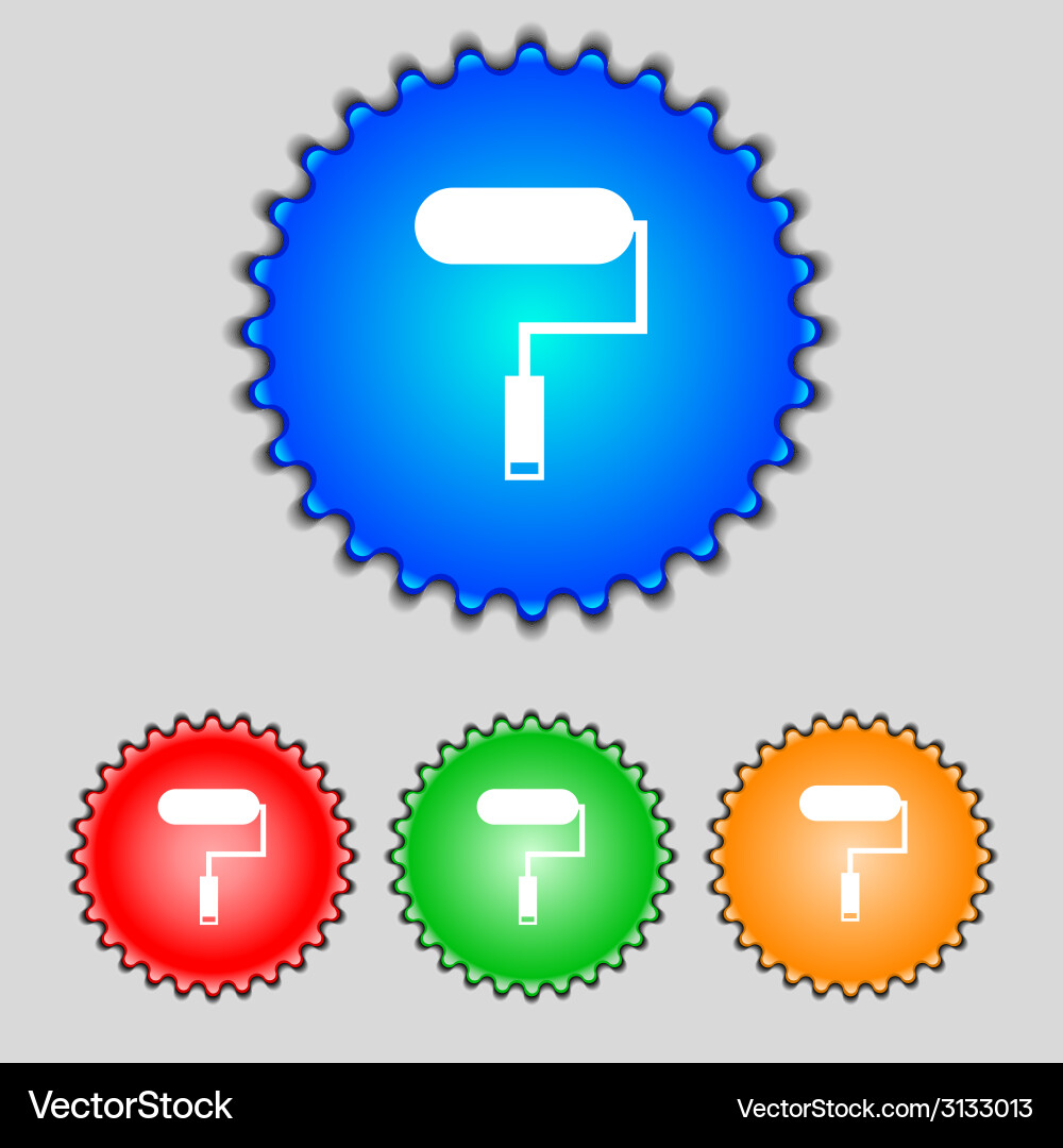 Paint roller sign icon painting tool symbol set Vector Image