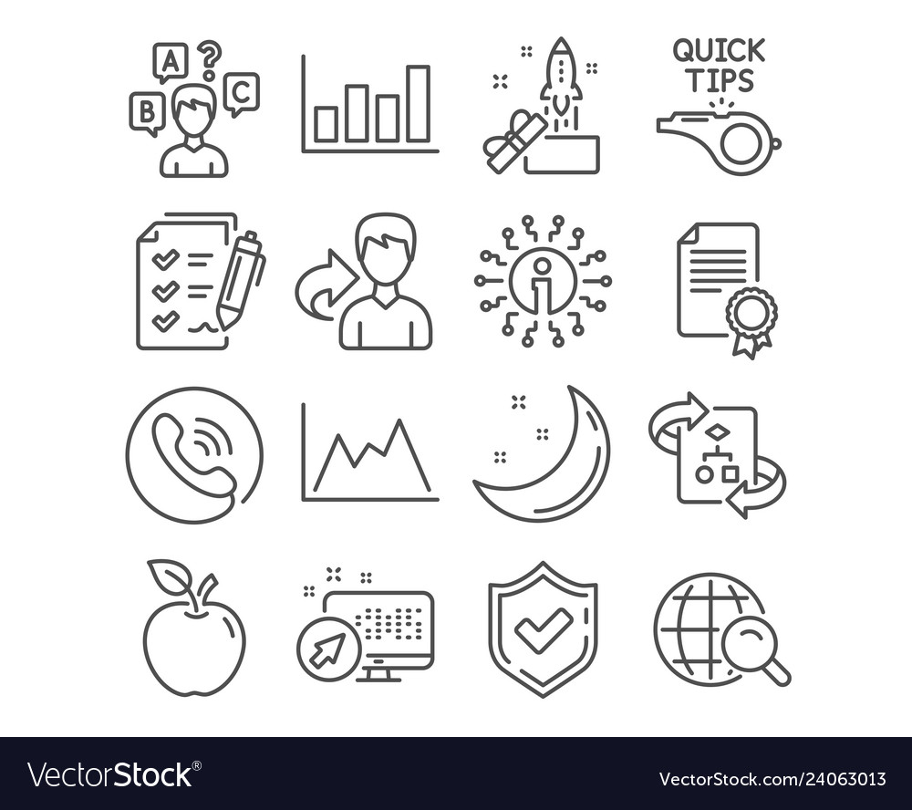 Set quiz test innovation and diagram icons Vector Image