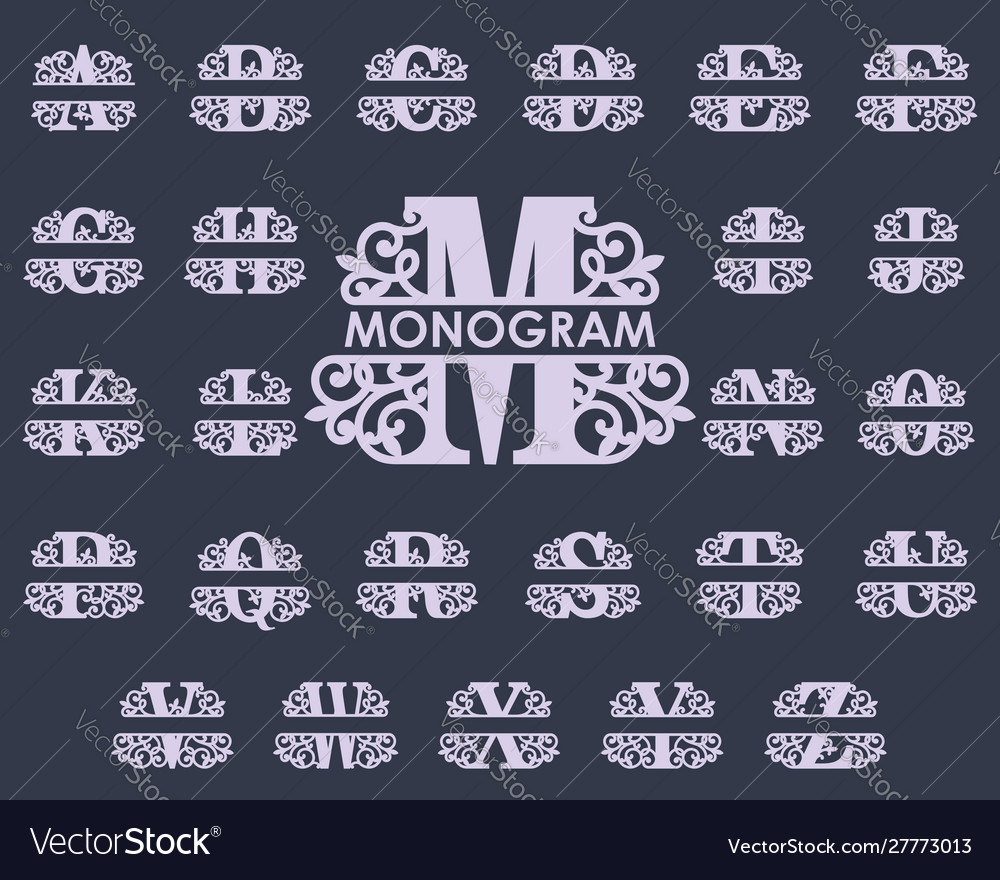 Split letters split monogram font split alphabet Vector Image