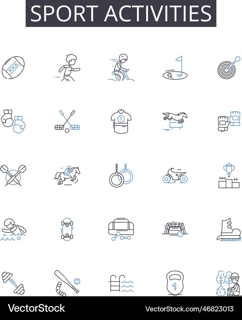 Sport activities line icons collection exercise Vector Image