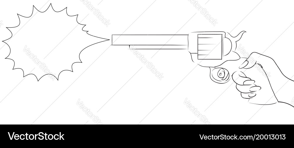 With contour a female hand gun Royalty Free Vector Image