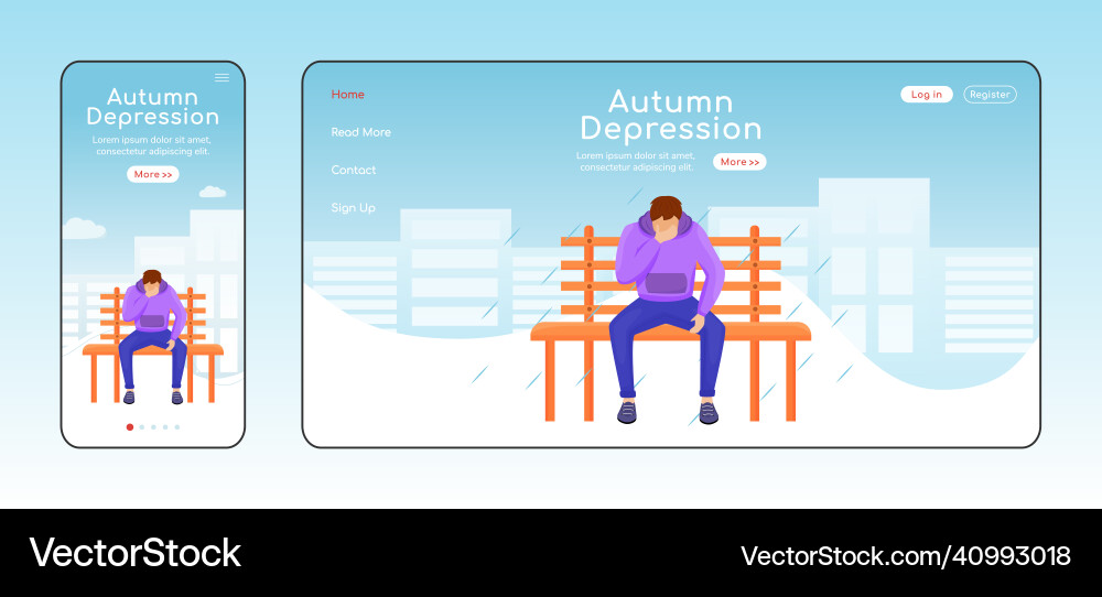 Autumn depression landing page flat color Vector Image