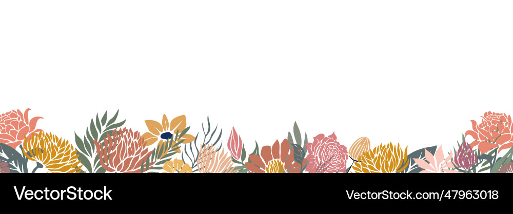 Banner border overlay with abstract flowers Vector Image