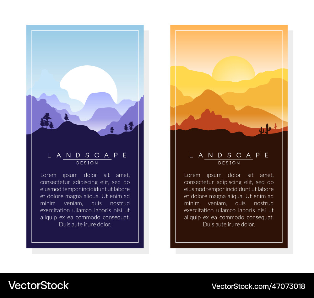 Beautiful mountain landscape card templates set Vector Image