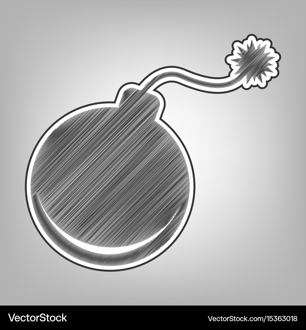 Bomb sign pencil sketch Royalty Free Vector Image
