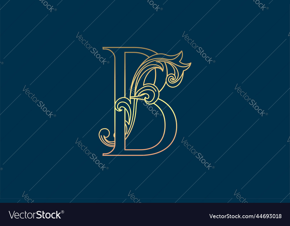 Golden elegant luxury initial letter b with swirl Vector Image Golden elegant luxury initial letter b with swirl Vector Image