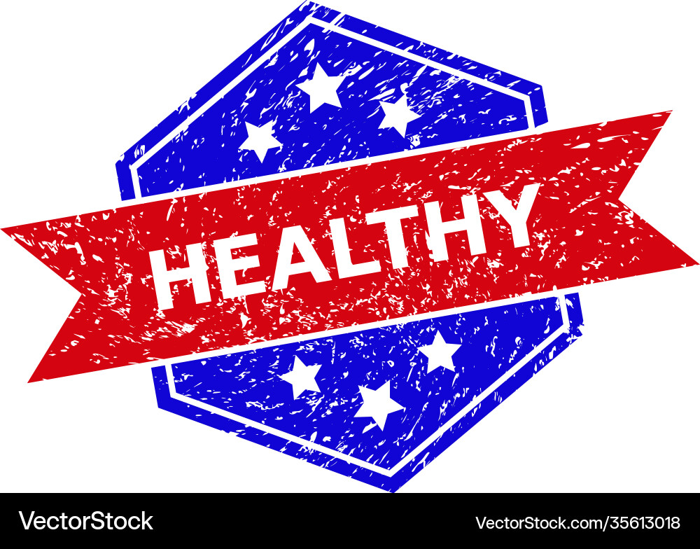 Hexagonal bicolor healthy stamp seal with corroded