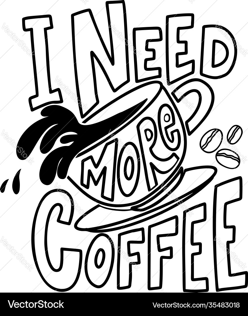 I need more coffee lettering phrase on white Vector Image