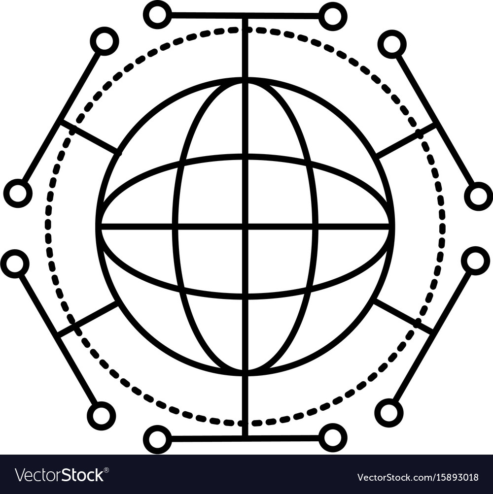 Line global digital technology data connection Vector Image