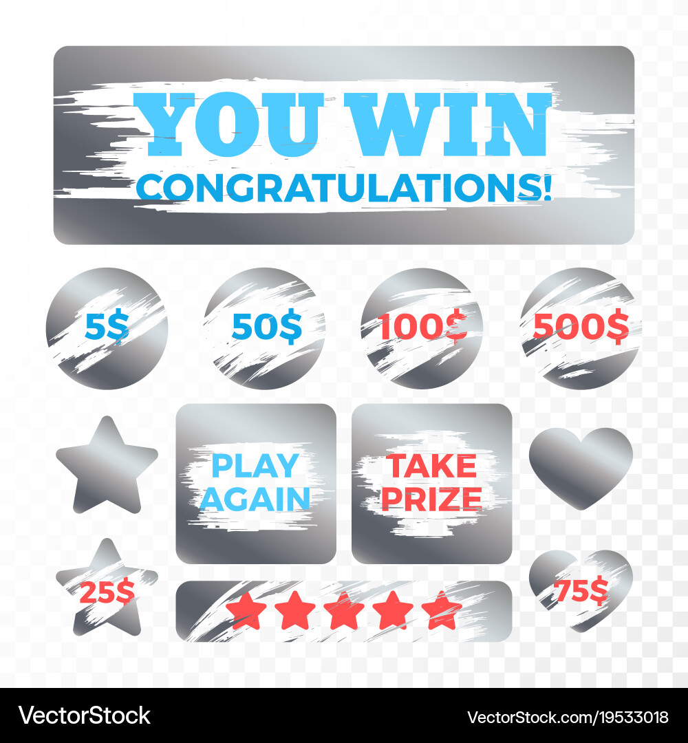 Metal scratching marks for lottery tickets Vector Image