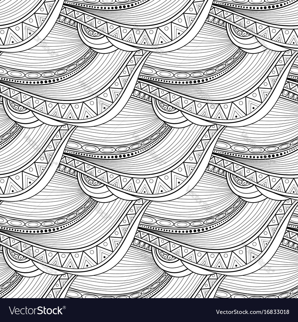Monochrome wave seamless pattern Royalty Free Vector Image
