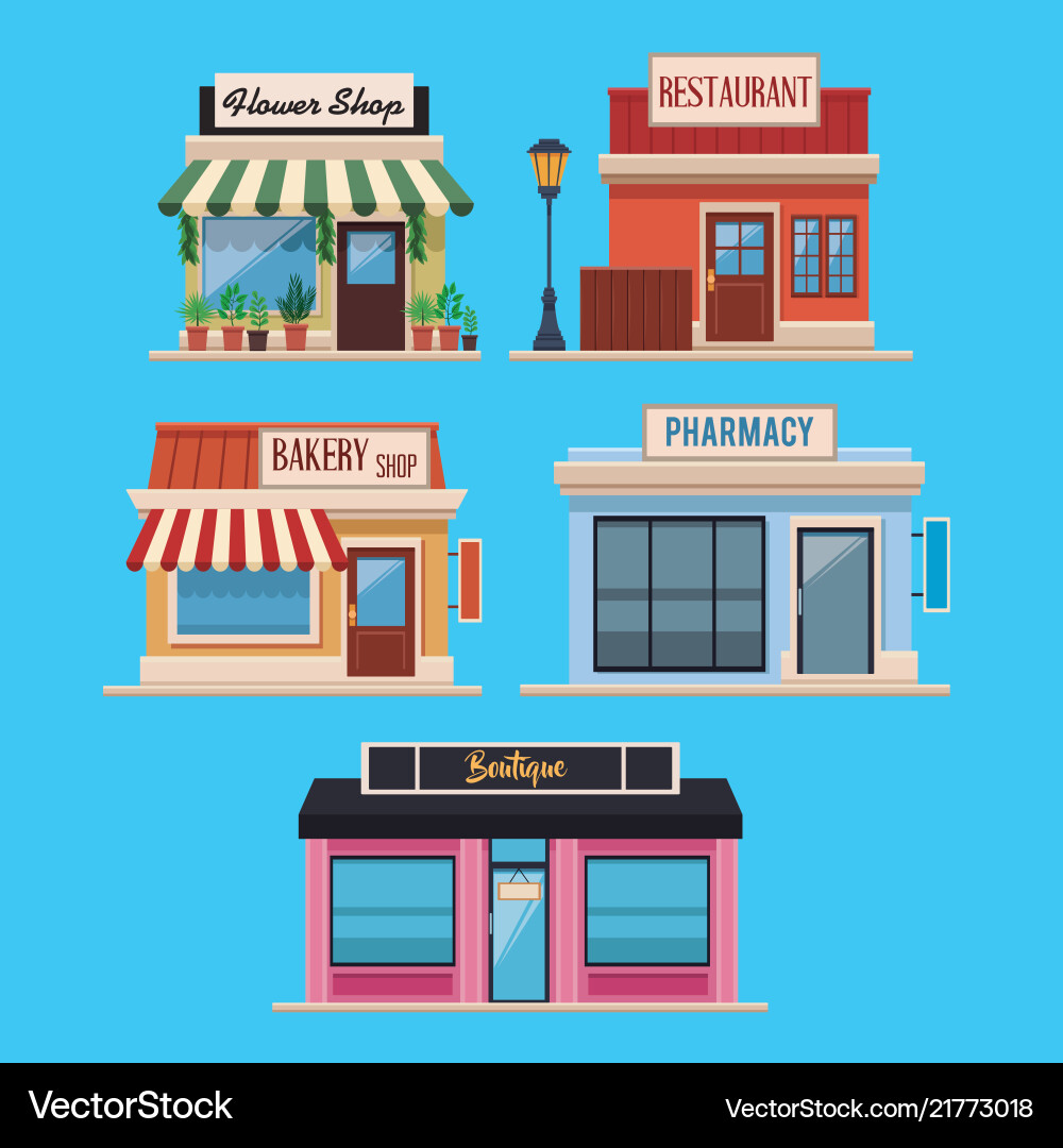 Set of stores buildings Royalty Free Vector Image