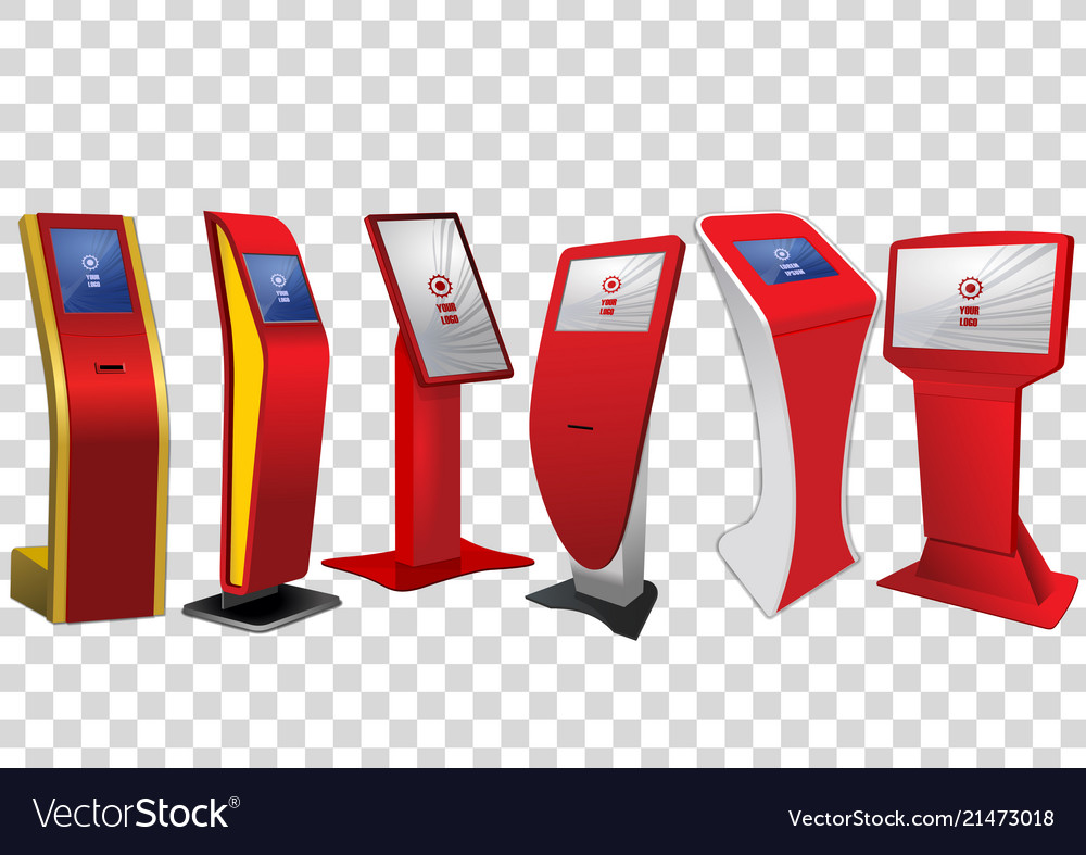 Six red promotional information kiosks Royalty Free Vector