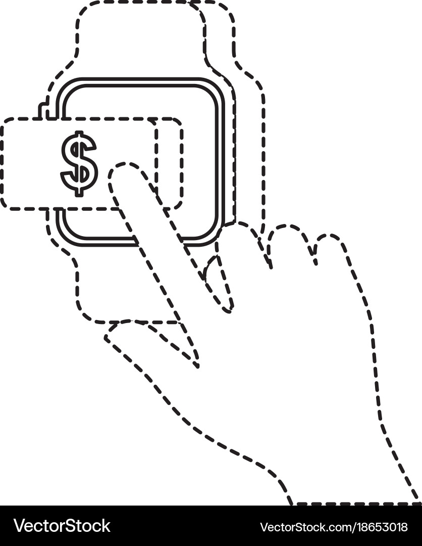 Smart watch with hand and finger pointing at pay Vector Image