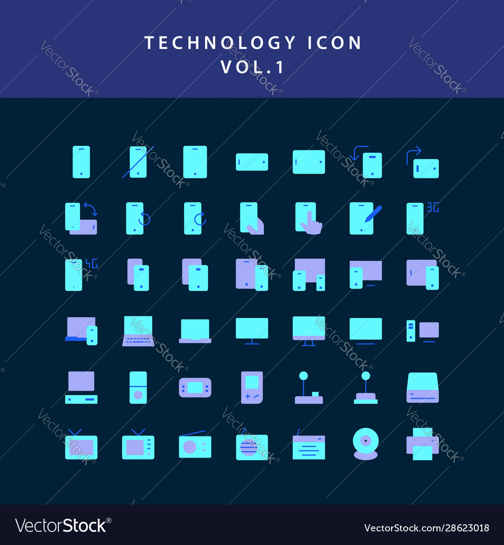 Technology flat style design icon set vol1 Vector Image