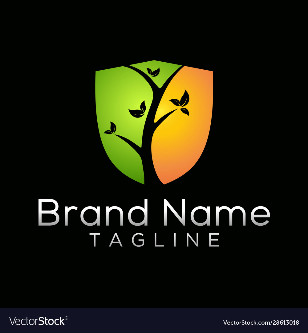 Tree inside shield logo template Royalty Free Vector Image