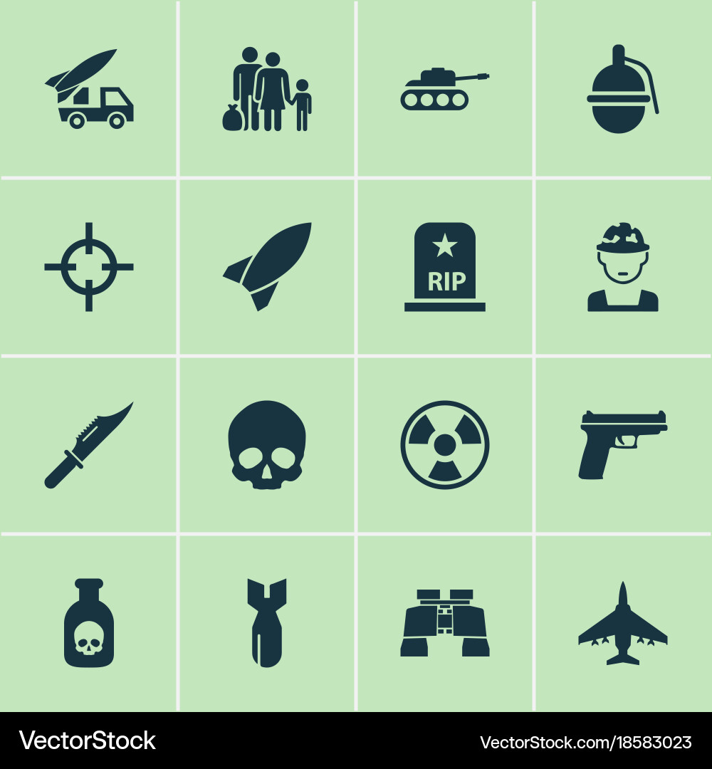 Combat icons set includes icons such as missile Vector Image