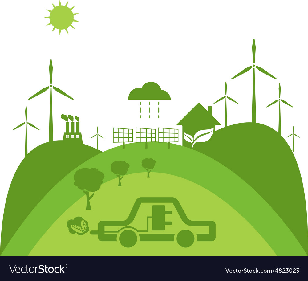 Concept flat design with icons of ecology Vector Image