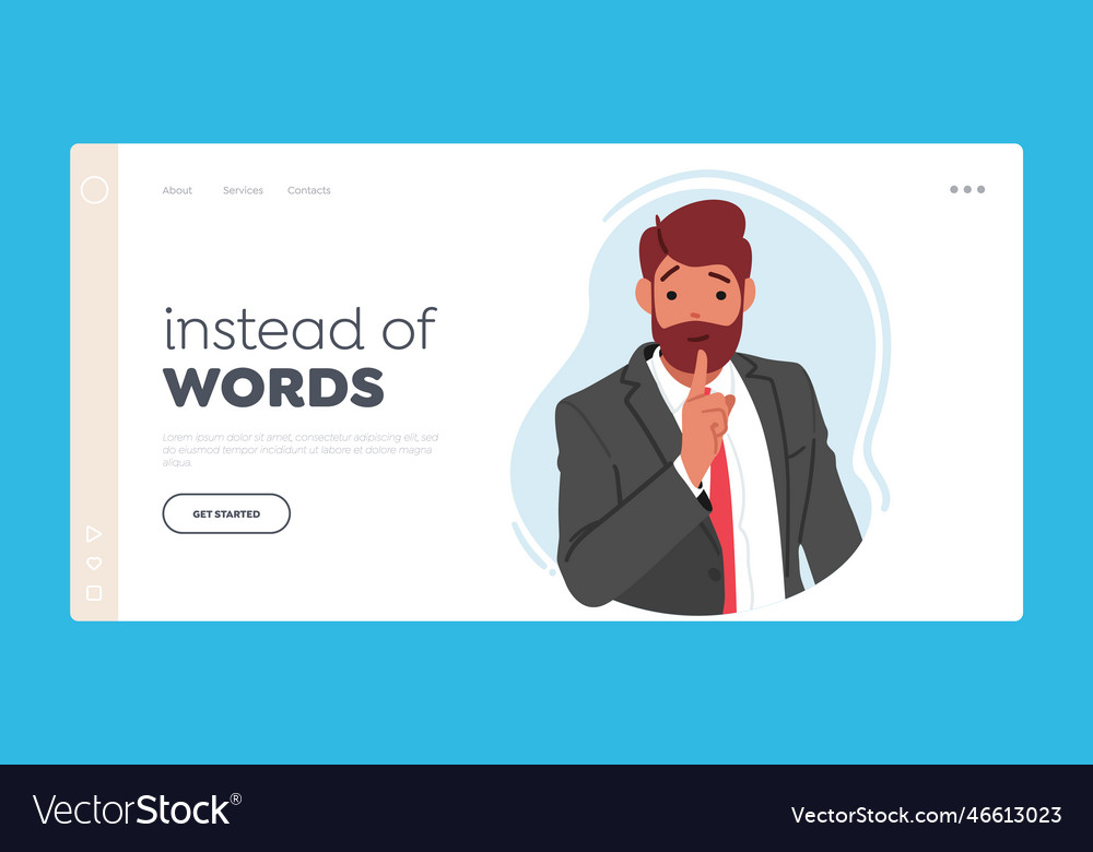 Confidentiality landing page template man making Vector Image Confidentiality landing page template man making Vector Image