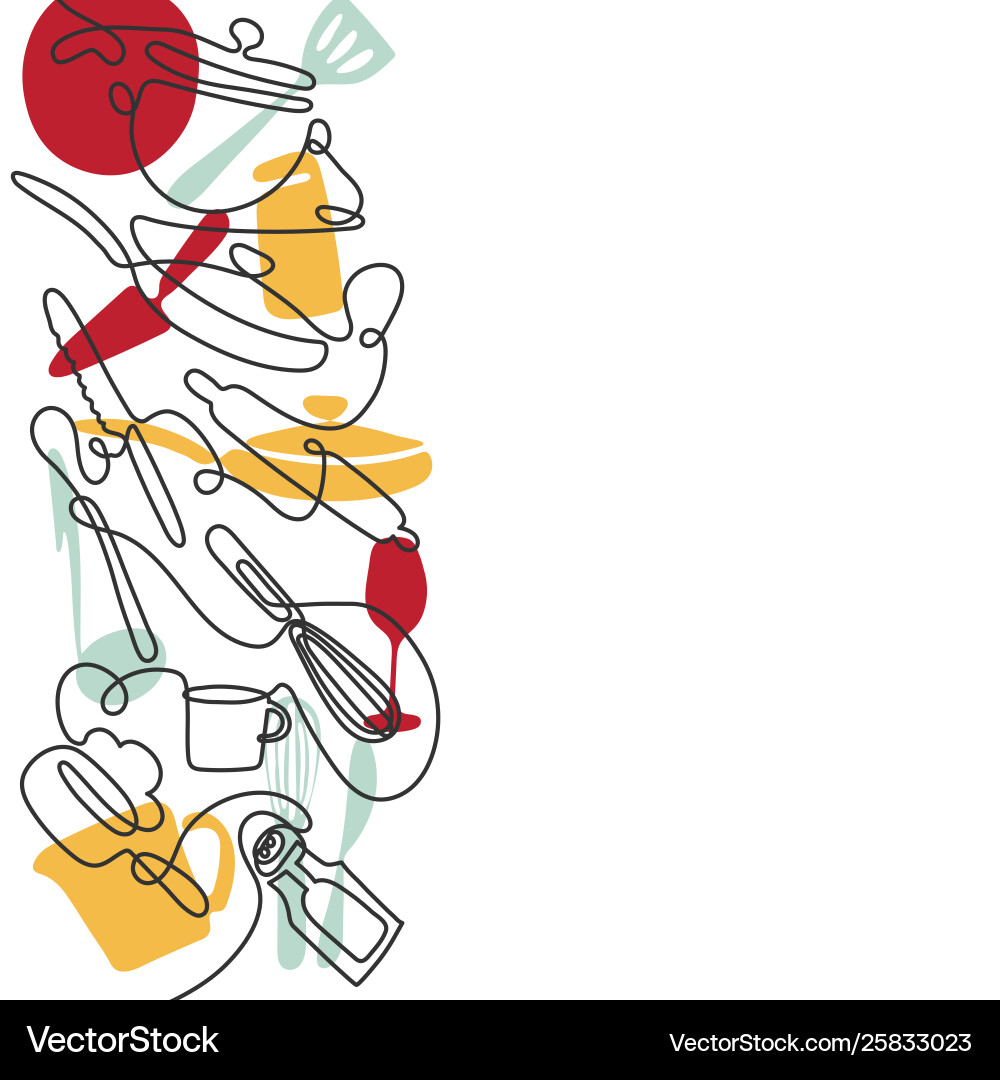 Cutlery line art background one drawing Royalty Free Vector