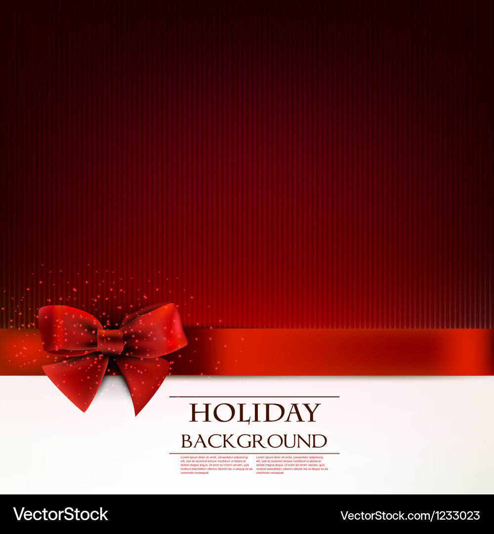 Elegant holiday background with red bow and space Vector Image