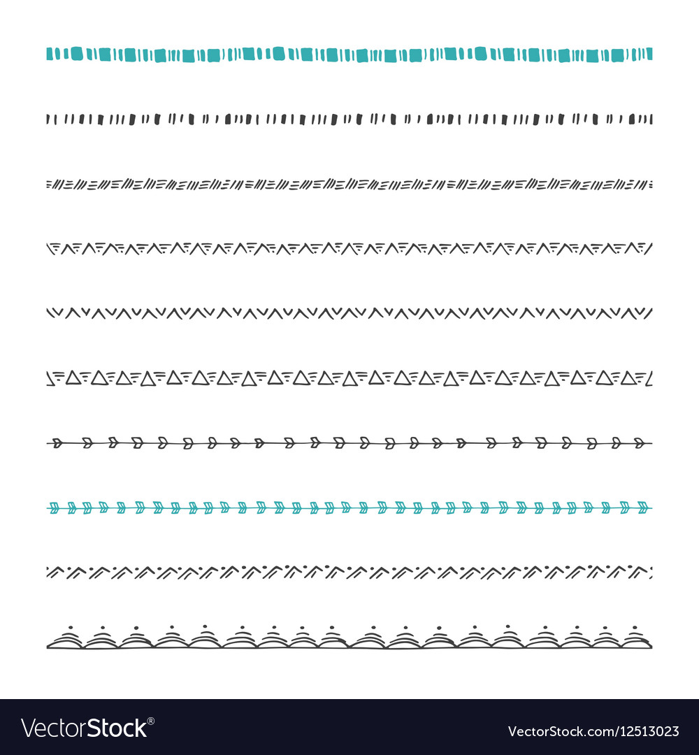 Hand drawn borders design elements pattern brush Vector Image