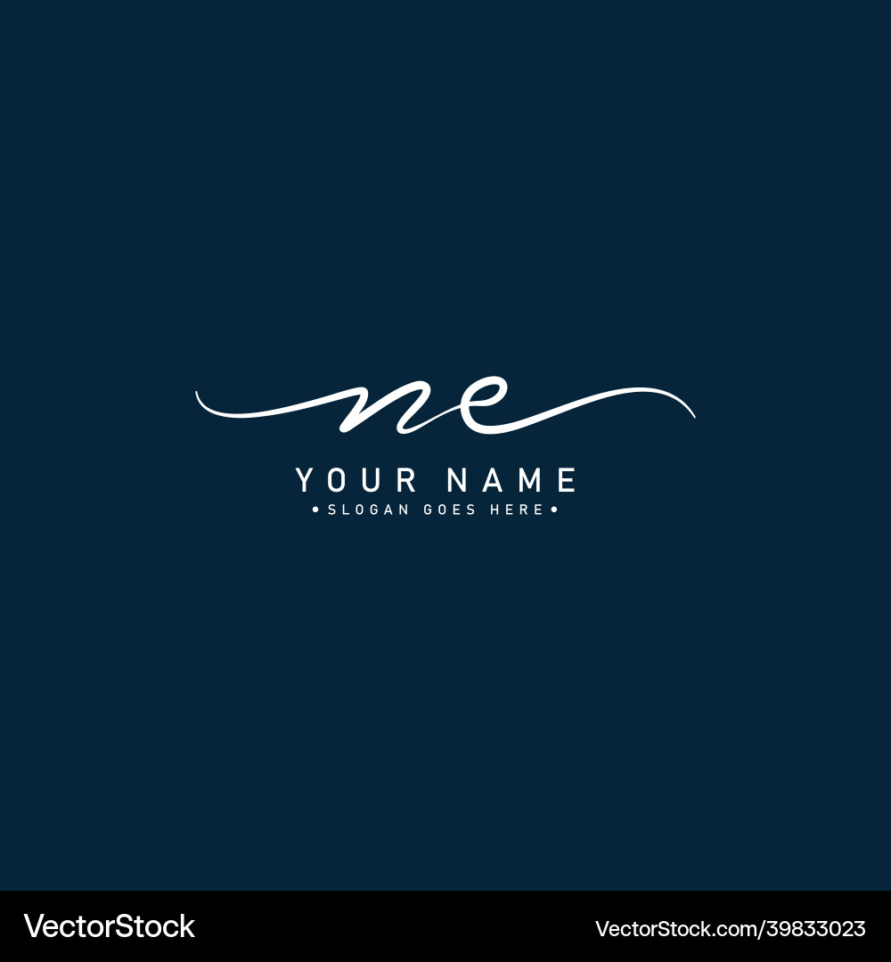 Initial letter ne logo handwritten signature Vector Image