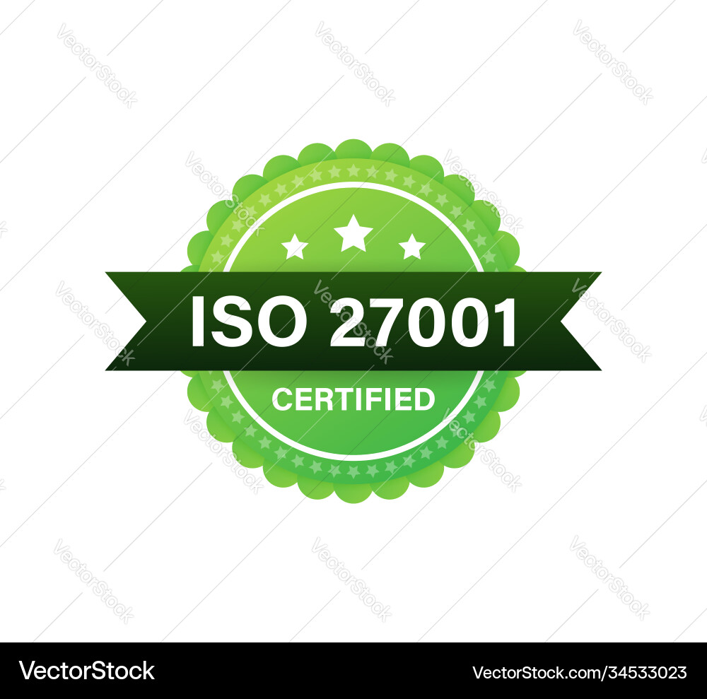 Iso 27001 certified badge icon certification Vector Image
